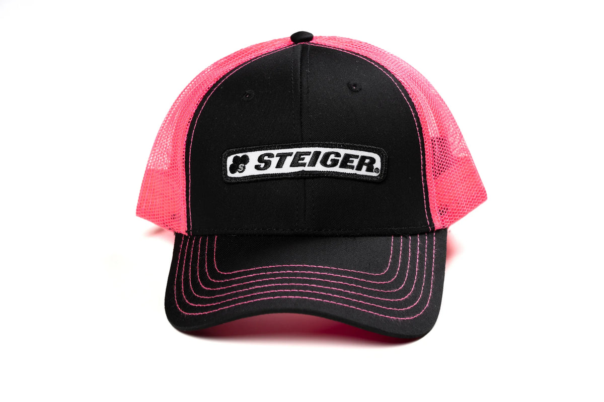 Steiger Logo Hat, Black with Pink Mesh Back – Equipment Ontario